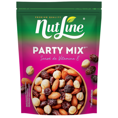 Mix de stafide, alune de padure si migdale Nutline Party Mix, 150g ...