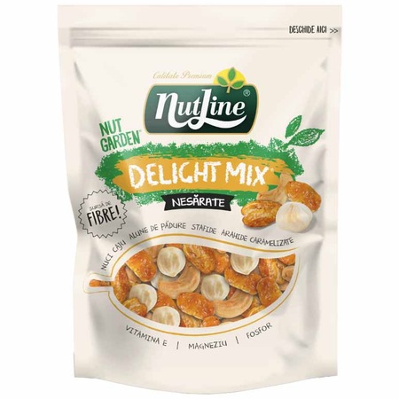 Mix de caju, stafide, alune de padure si arahide Nutline Delight Mix ...