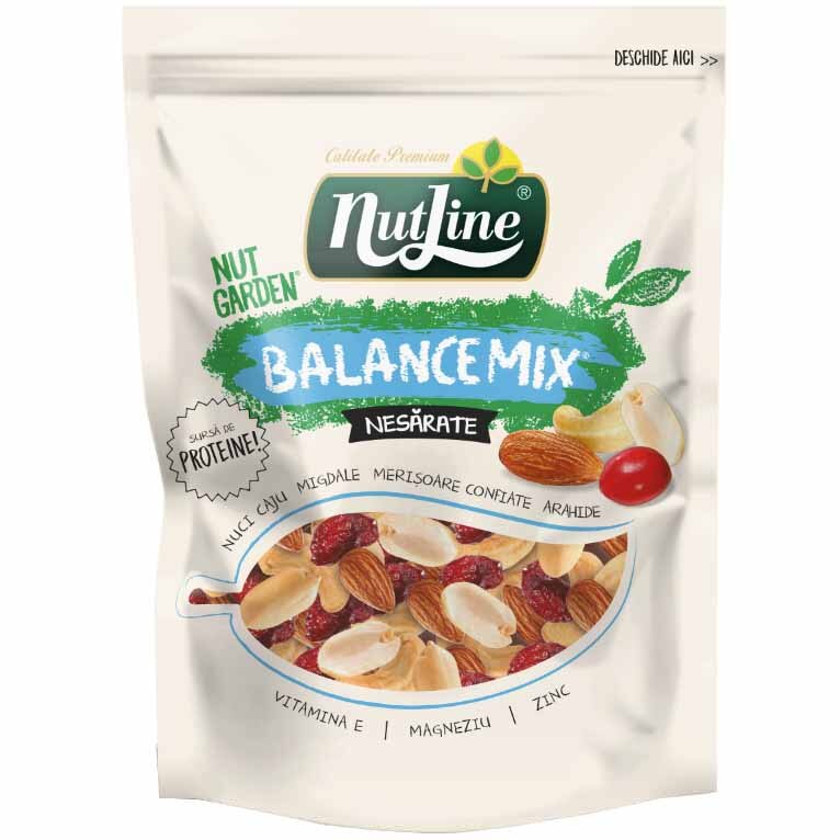 Mix de caju, arahide, merisoare si migdale Nutline Balance Mix, 150g ...