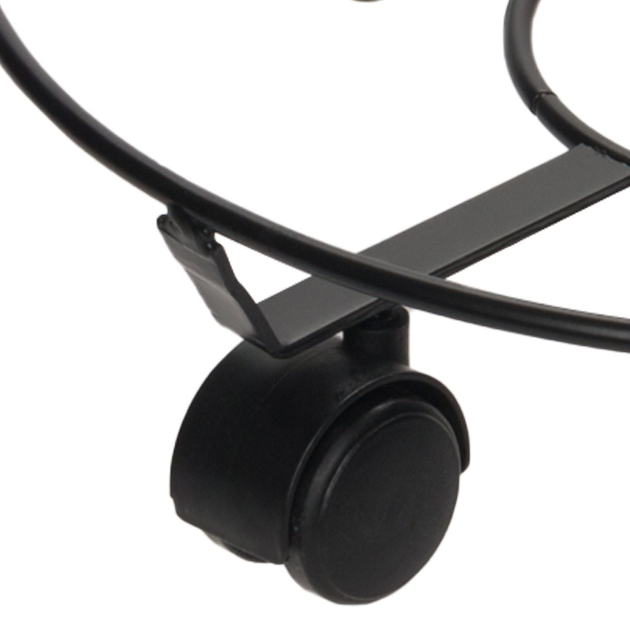 Suport ghiveci, Ramdeco, din metal rotund, cu 4 roti, negru, 35 x 10 cm ...