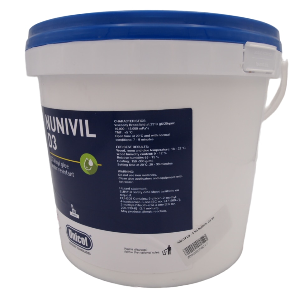 Adeziv D3 rezistent la apa, Unicol, Nunivil D3, tip PVA, galeata de 5 kg - eMAG.ro