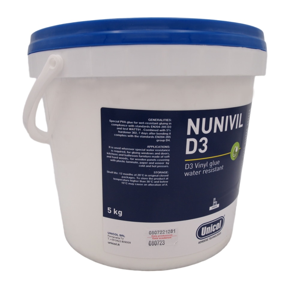 Adeziv D3 rezistent la apa, Unicol, Nunivil D3, tip PVA, galeata de 5 kg - eMAG.ro