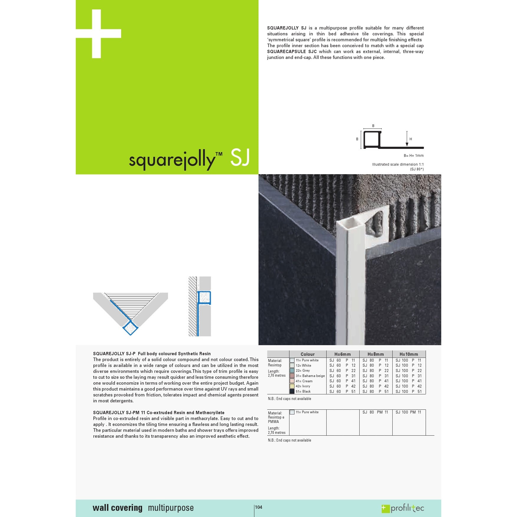 Profil gresie faianta, trepte, list, Profilitec, Squarejolly-SJ125AS ...