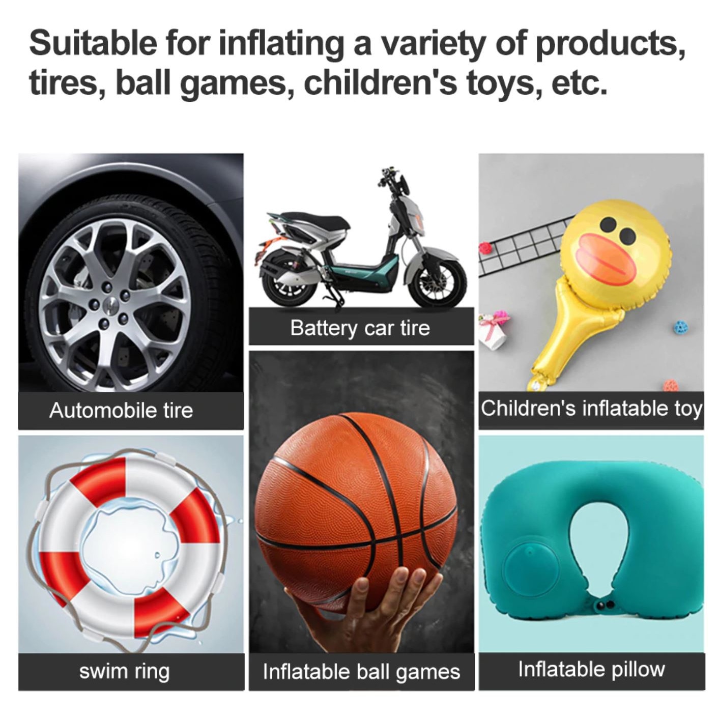 Pompa compresor umflat cu acumulator, negru, roti bicicleta, masina ...