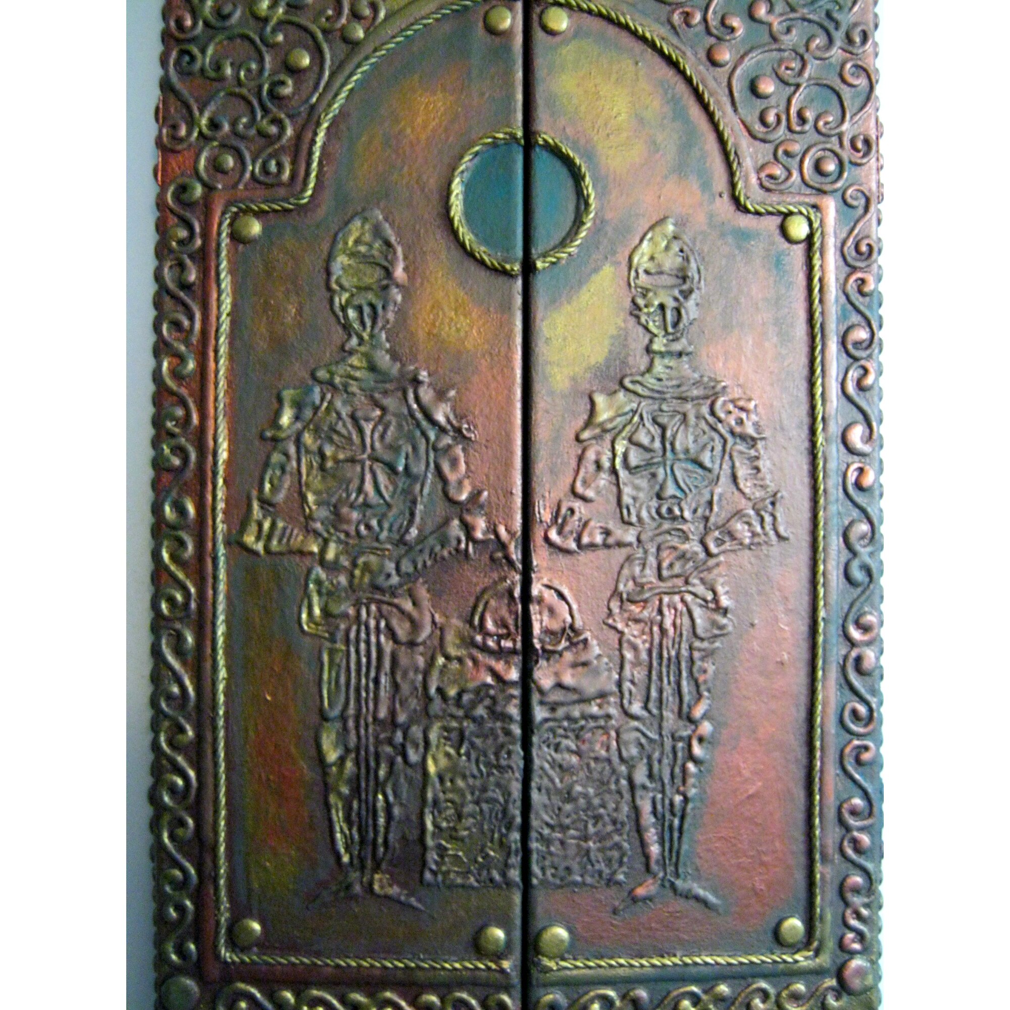 Tablou triptic, WALL PAINTING AND DECOR, pictat manual, acrilic pe lemn ...