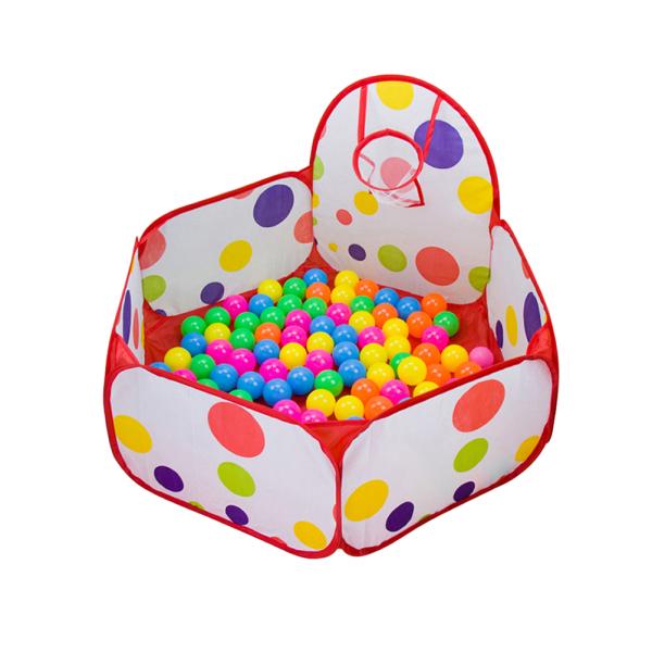 Set loc de joaca cu 50 bile colorate si mini cos de bascket - eMAG.ro