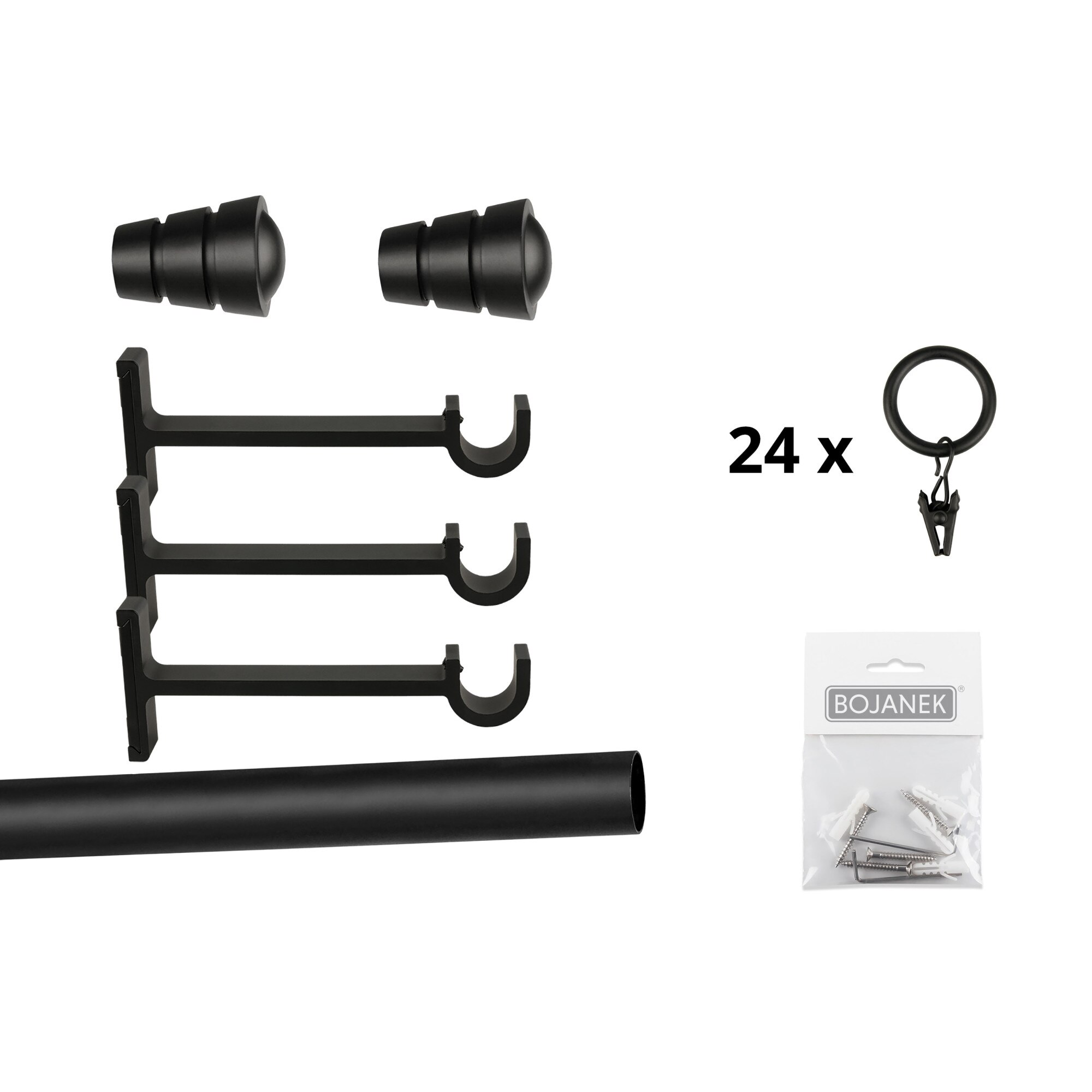 Galerie metalica, BOJANEK, simpla, 19 mm, FEDORA, negru mat, 240 cm ...