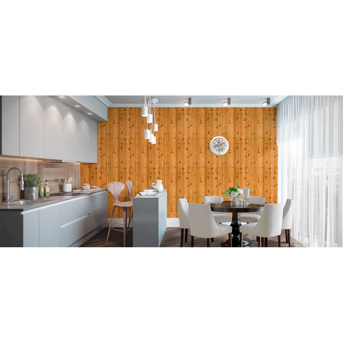 Tapet maro imitatie lemn pentru bucatarie din hartie, protectie ...