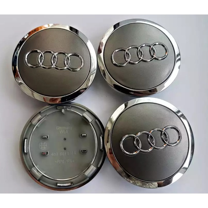 Set 4 capacele roti 69mm gri/argintii, Audi A3, A4, A5, A6, A7, A8, Q3 ...