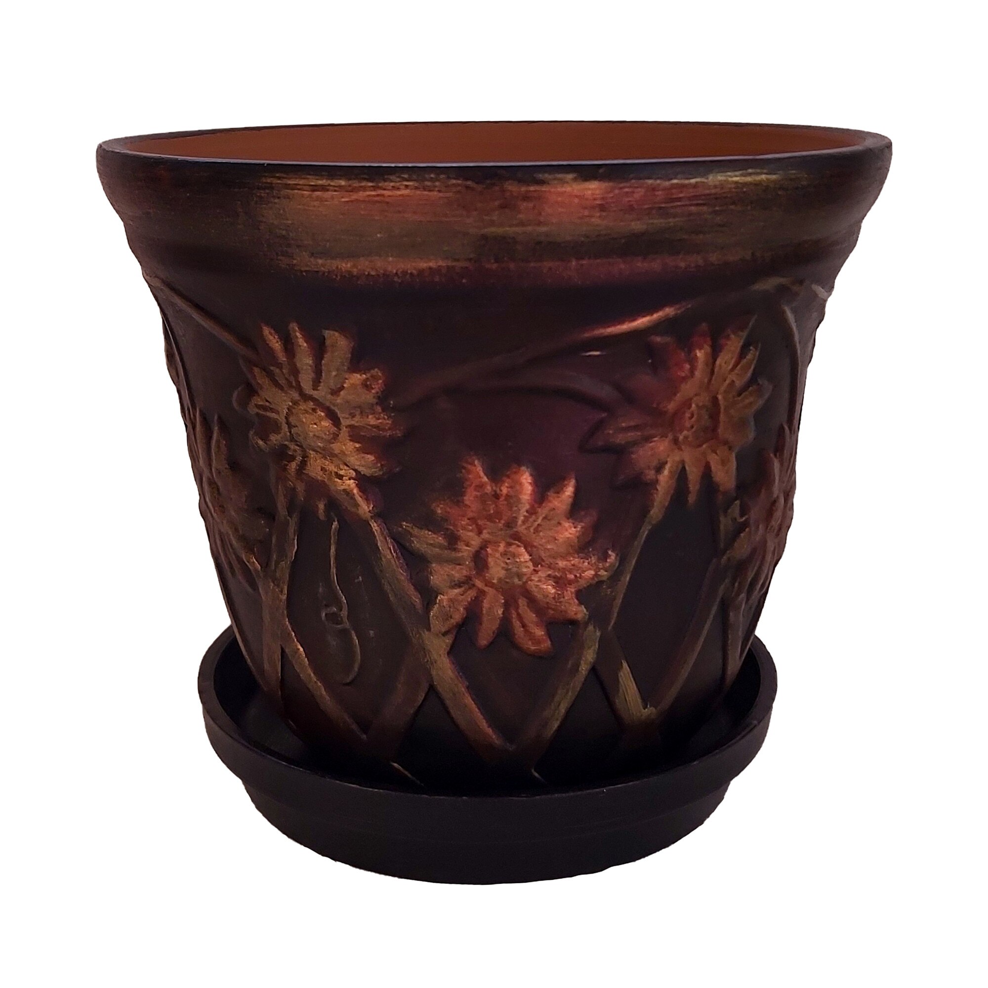 Ghiveci flori cu farfurie si orificiu scurgere, gradina/foisor/balcon ...