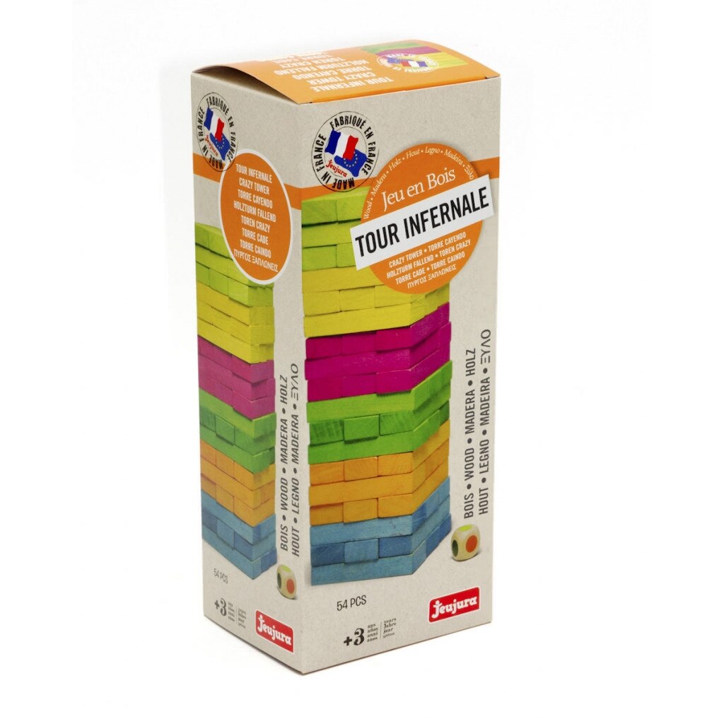 A pokoli torony fa "Jenga" játék, tarka, 5 év+, Jeujura - eMAG.hu