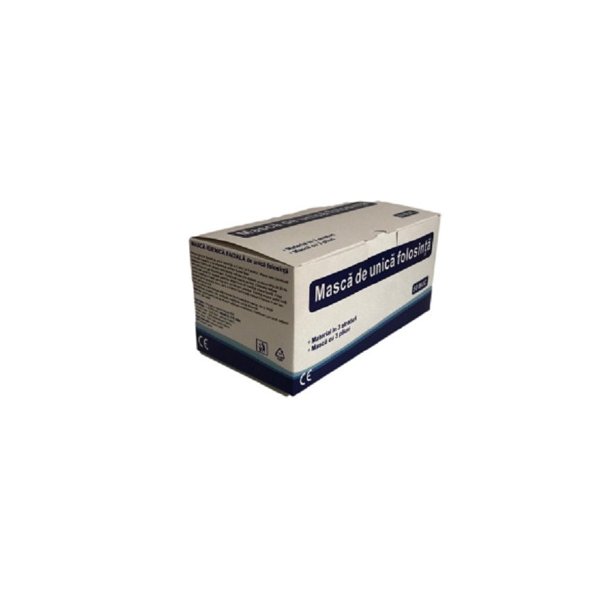 Set 50 masti de unica folosinta, 3 straturi, Albastru ,de unica ...