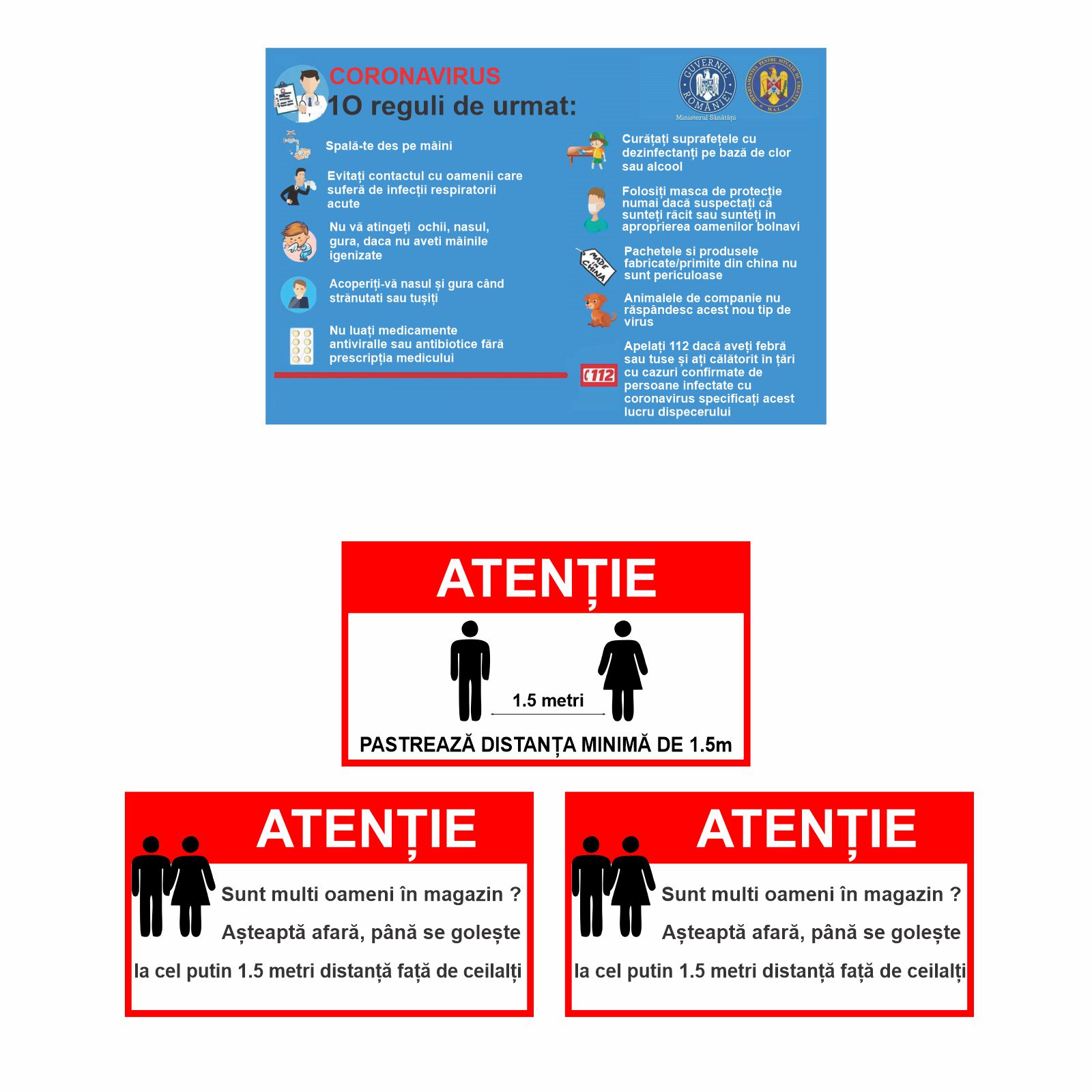 Sticker atentionare si reguli Coronavirus, Color Tuning - eMAG.ro