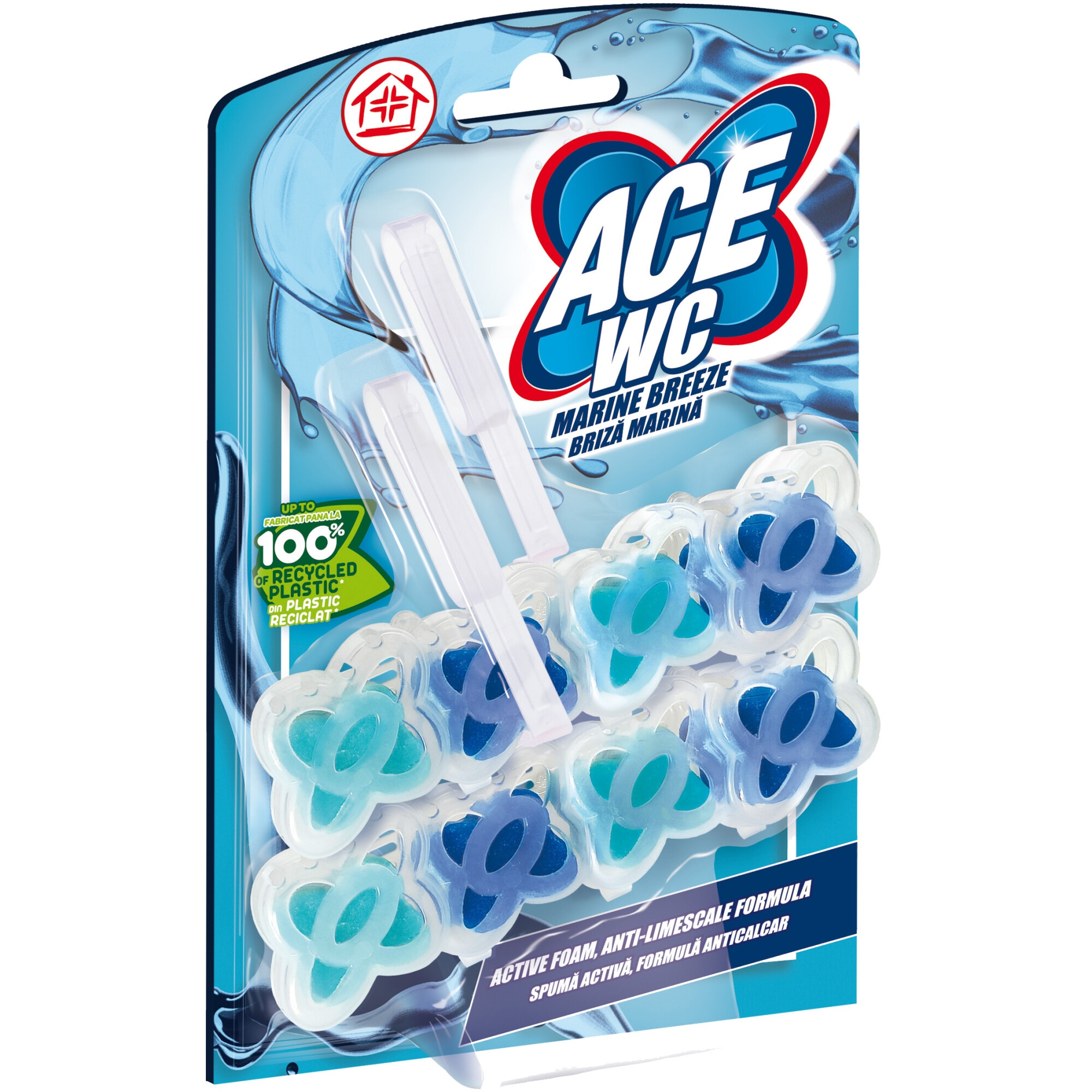 Ароматизатор за тоалетна Ace, Морски бриз, 2x48 г - eMAG.bg