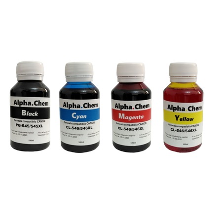 AlphaChem tinta utántöltő flakon csomag 400 ml PG-545 fekete CL-546 cián CL-546 bíbor CL-546 ...