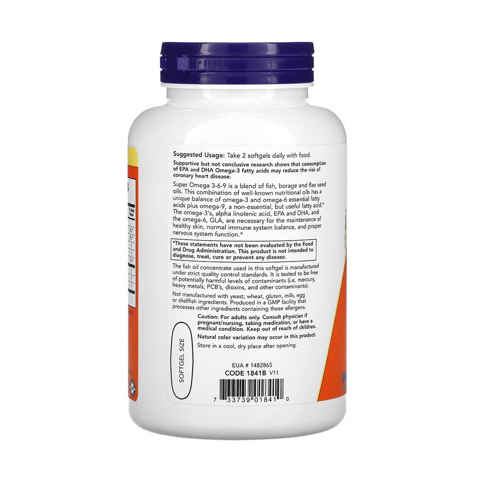 Super Omega 3-6-9, 1200 mg, Now Foods, 180 softgels - eMAG.ro