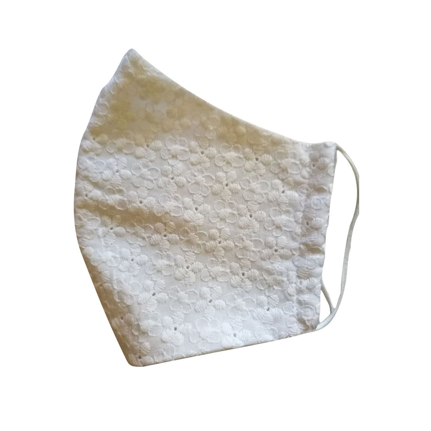 Masca de protectie reutilizabila alba din 100% bumbac cu flori din ...