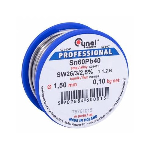Cositor aliaj fludor profesional 100g 1.5mm Sn60Pb40 Cynel - eMAG.ro