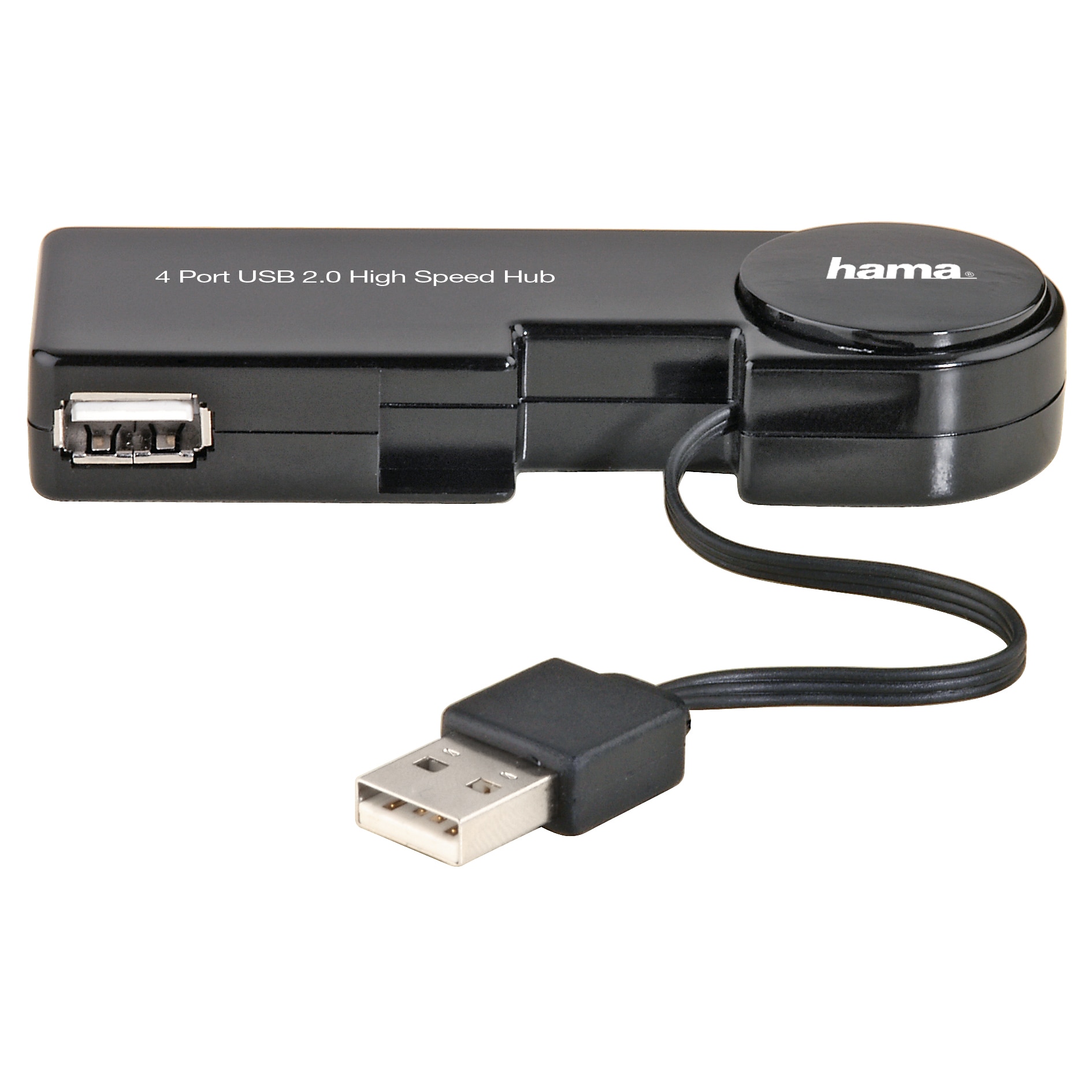 Hub Hama 4 port USB 2.0, cablu extensibil, negru - eMAG.ro