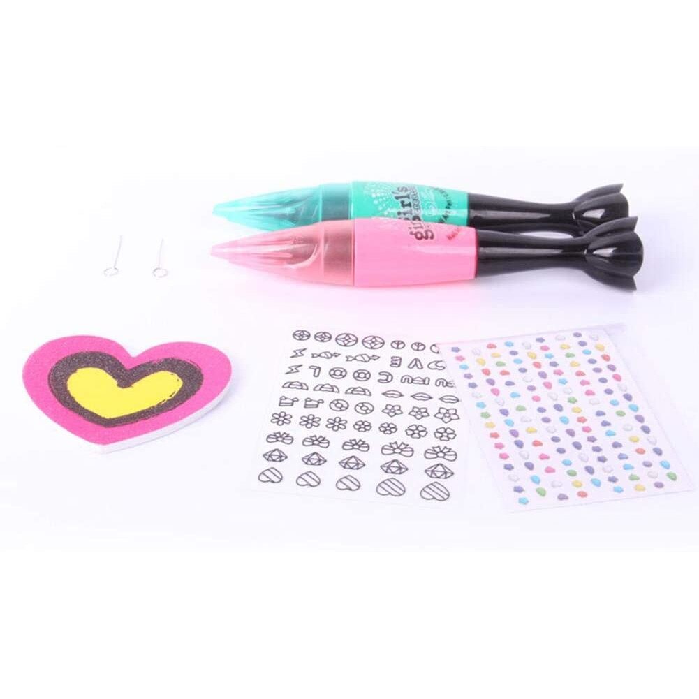 Set Nail art 3d pentru copii, Oja ,pila, strasuri, desene, 5 accesorii ...