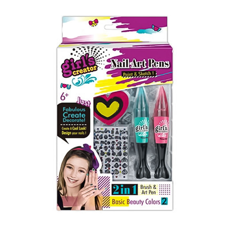 Set Nail art 3d pentru copii, Oja ,pila, strasuri, desene, 5 accesorii ...