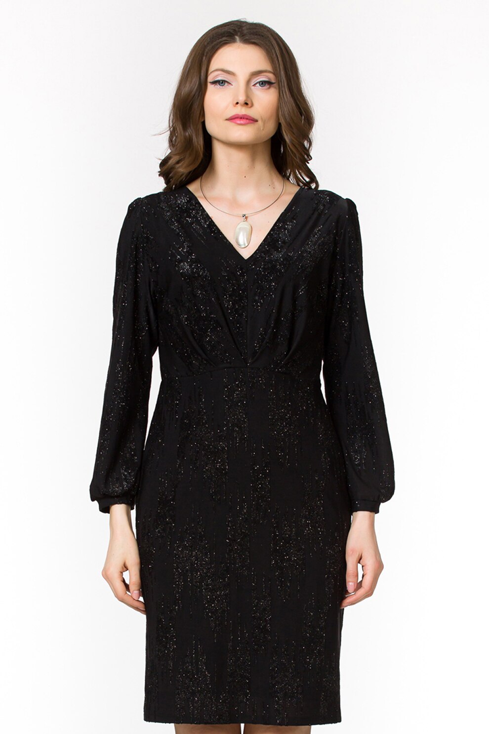 Sense, Rochie midi cu aspect stralucitor, Negru, 40 - eMAG.ro