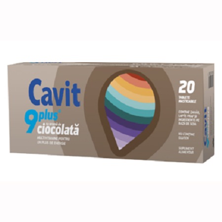 Supliment alimentar Cavit 9 plus ciocolata, 20 tablete - eMAG.ro