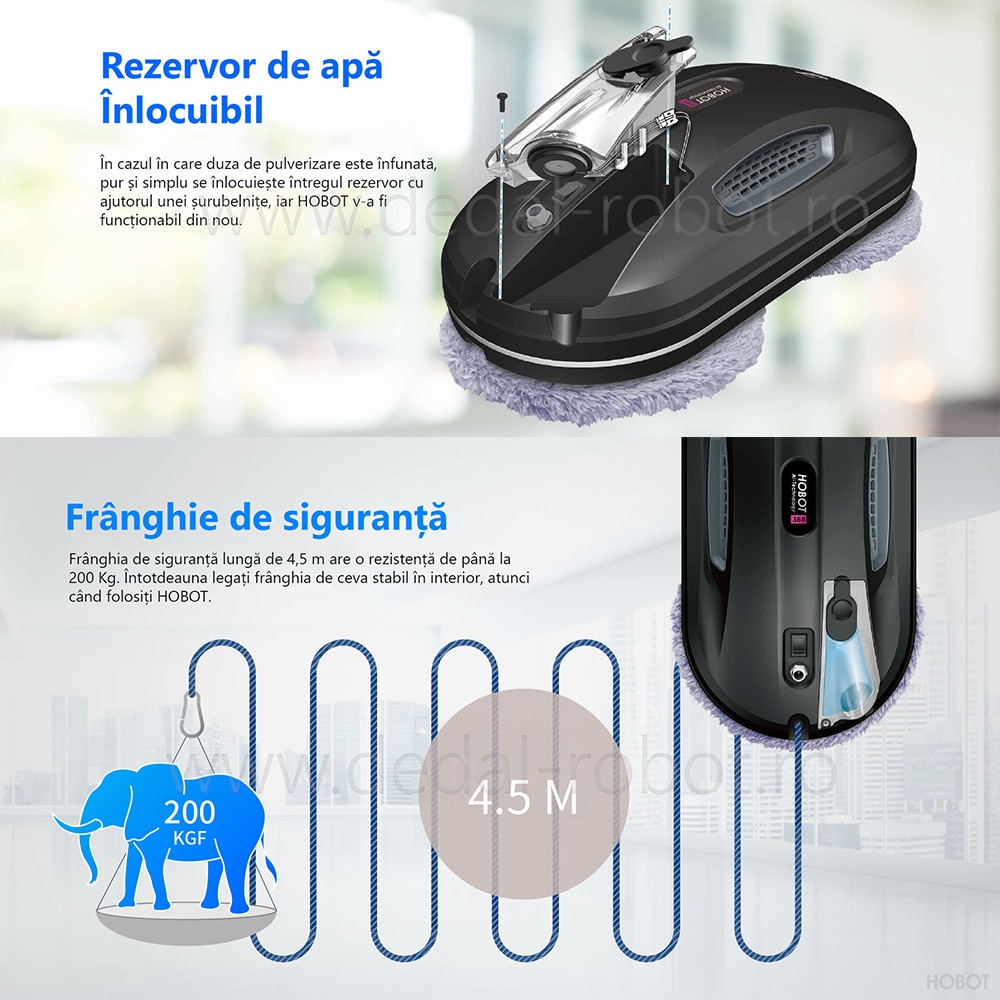 Robot curatare geamuri cu pulverizator HOBOT 388, UPS incorporat - eMAG.ro