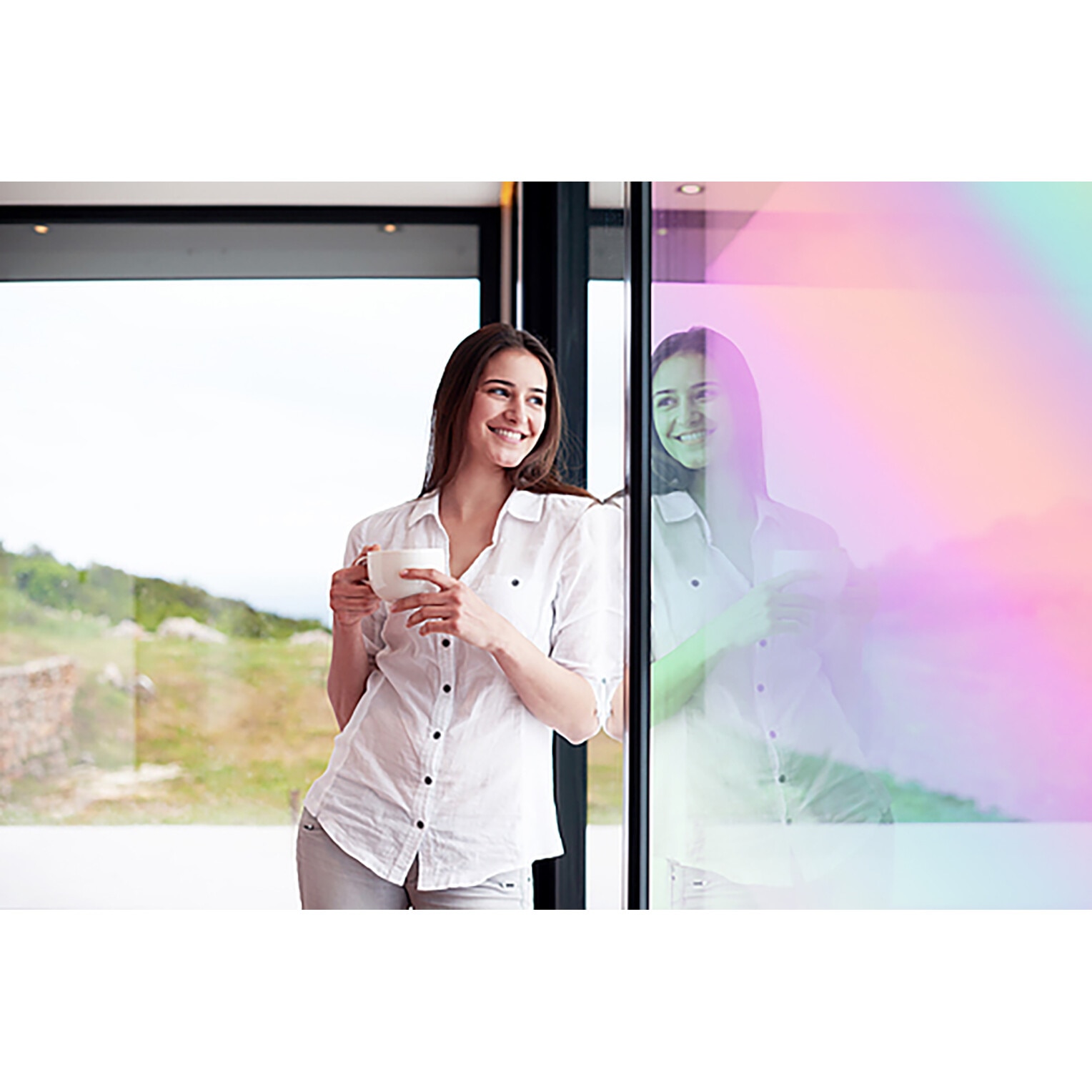 Folie protectie solara dichroic, Reflectiv, transparent, iridescent ...