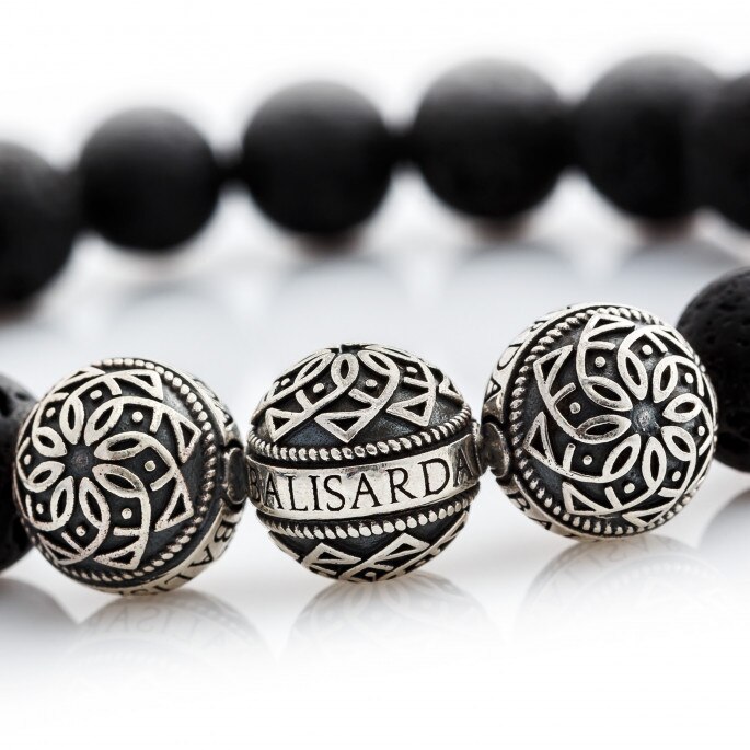 Bratara semipretioasa din Lava cu bijuterie tripla, Balisarda Jewelry ...