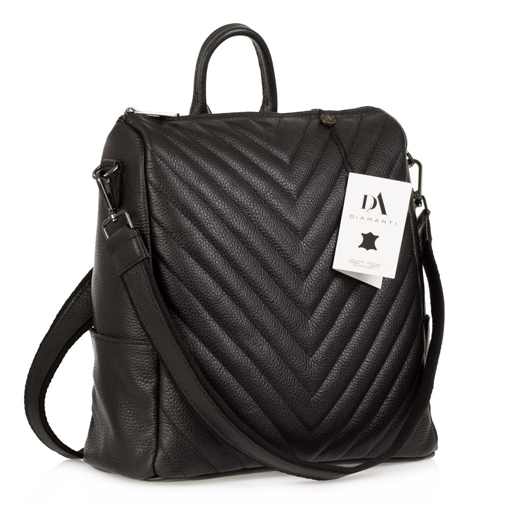 Rucsac tip geanta de dama din piele naturala DiAmanti Otello Nero - eMAG.ro