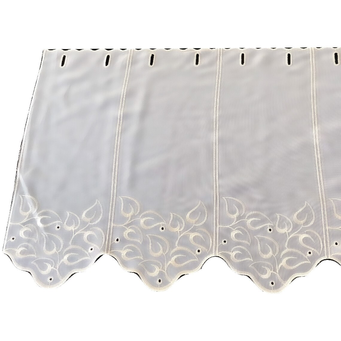 Perdea scurta, model floral, 60 cm, alb - eMAG.ro