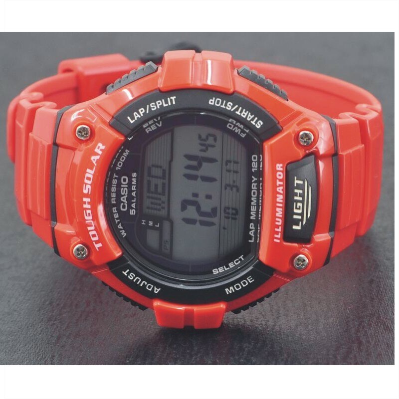 Ceas Casio W-S220C-4AVDF, digital, rosu, carcasa 50mm, Solar Powered - eMAG.ro