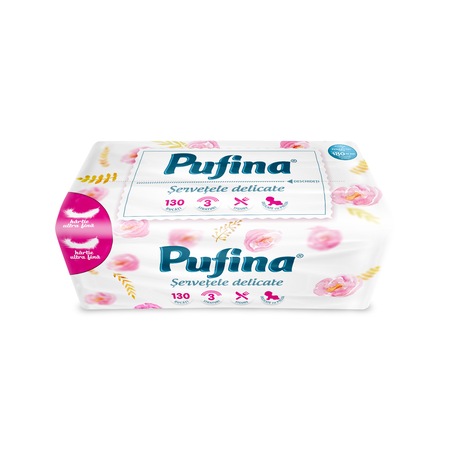 Servetele faciale Pufina Mega Pack, 3 straturi, 100% celuloza, ultra ...