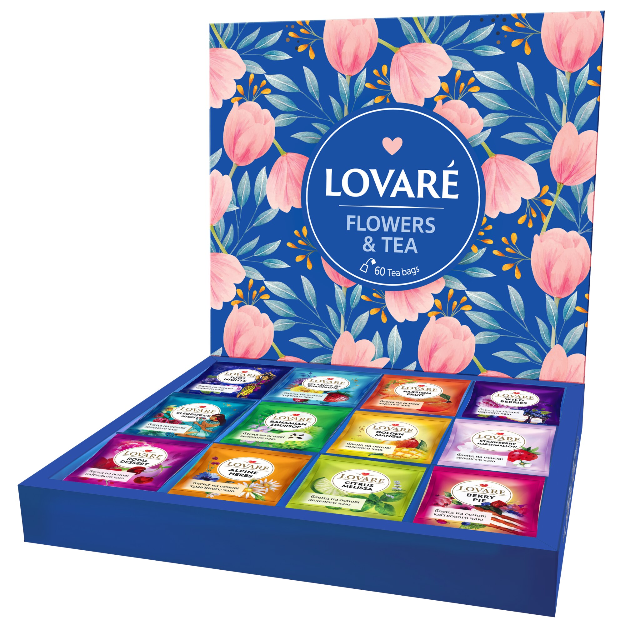 Ceai in asortiment 60 pliculete, 12 feluri a cate 5 pliculete fiecare, Set Tea Collection ...