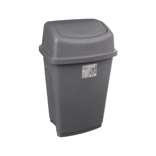 Cos gunoi cu capac batant, gri, plastic, 50 litri - eMAG.ro