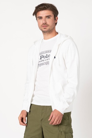 Polo Ralph Lauren, Hanorac cu fermoar si logo brodat, Alb, XL - eMAG.ro