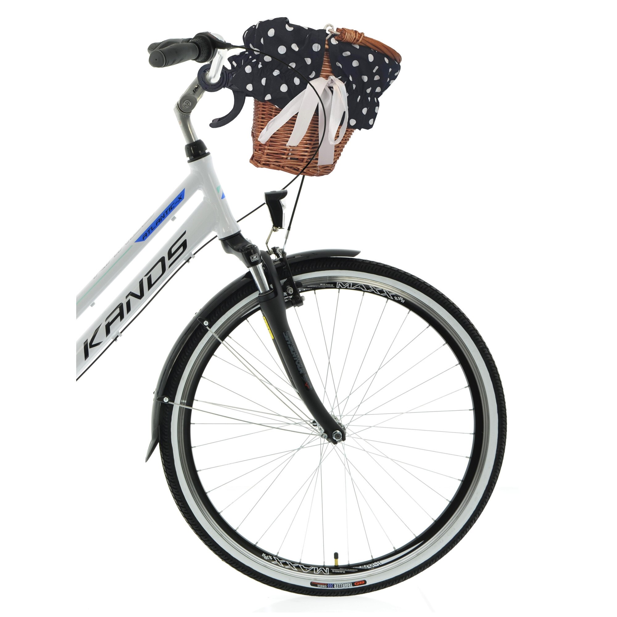 Cos rachita pentru bicicleta Fata CLIP ON Negru cu puncte albe - eMAG.ro