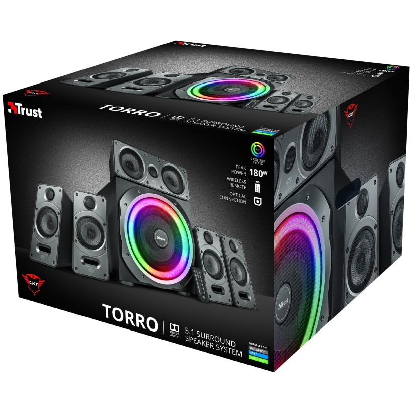 Boxe Trust GXT 698 Torro 5.1, Iluminare RGB, Negru - eMAG.ro