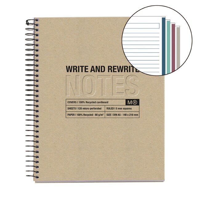 Caiet reciclat A5, linii, 120 file, Craft, Miquelrius - eMAG.ro