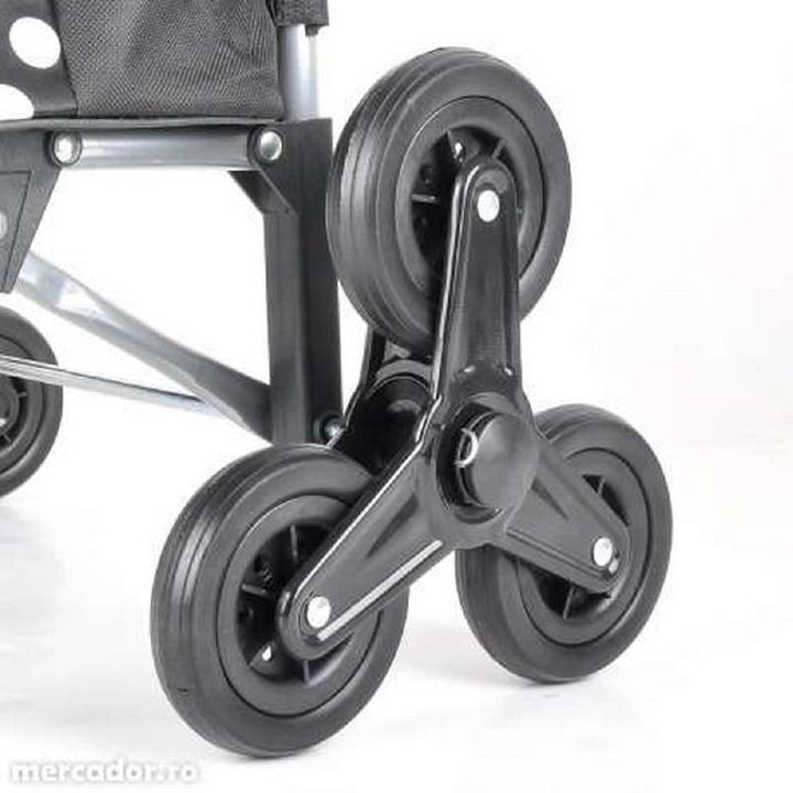 Carut aluminiu piata model dungat, cu 3 roti si sac, faciliteaza ...