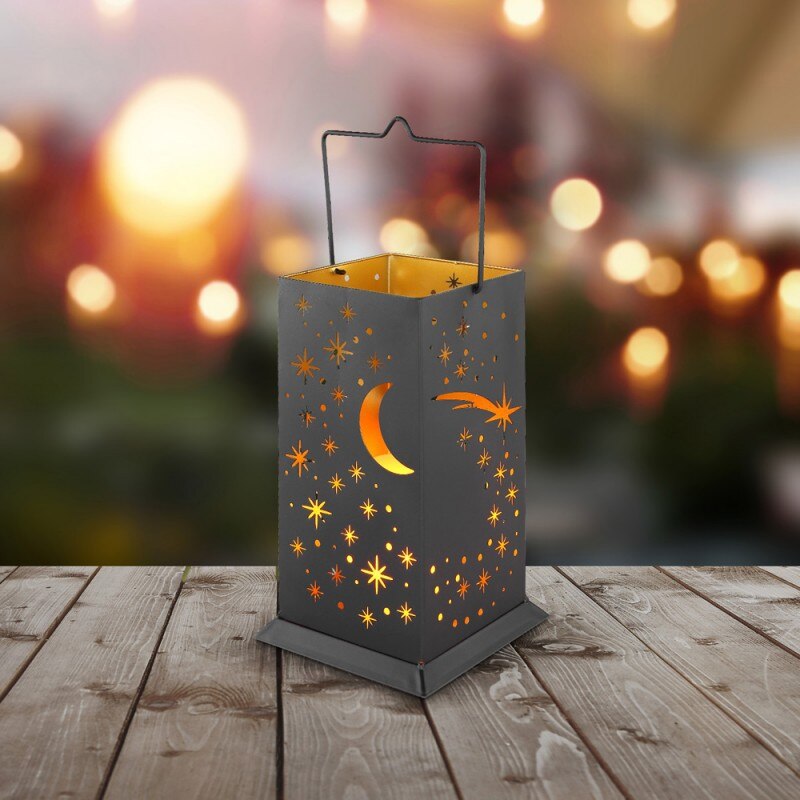 Felinar solar, Globo Lighting, Luna si stele, LED efect flacara, metal ...