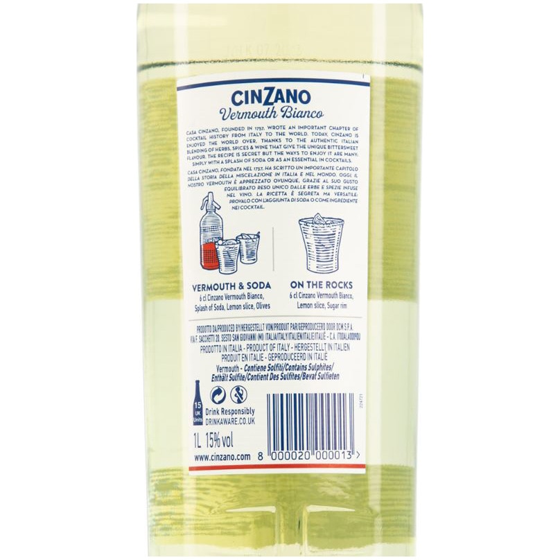 Вермут Cinzano Bianco, 15%, 1л - eMAG.bg