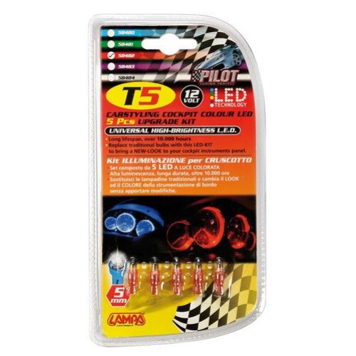 Set 5 becuri tip LED, pentru iluminat bord, soclu plastic T5, W2X4.6d ...