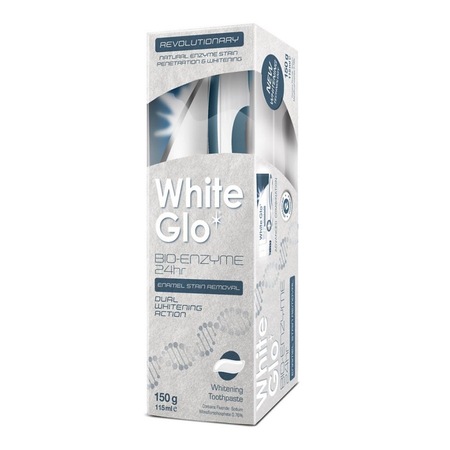 Pachet pasta de dinti si periuta, White Glo Bio-Enzyme 24hr, 115 ml ...