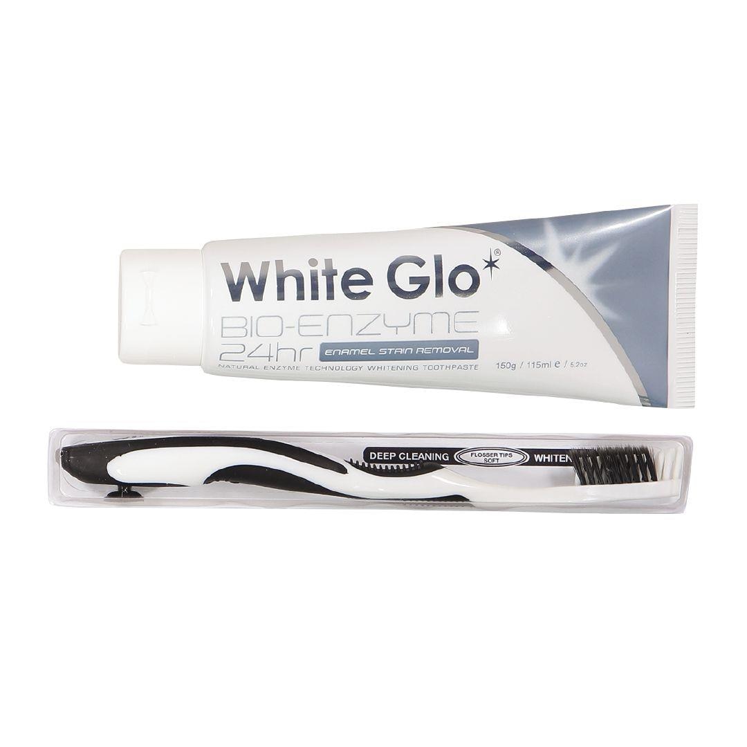 Pachet pasta de dinti si periuta, White Glo Bio-Enzyme 24hr, 115 ml ...