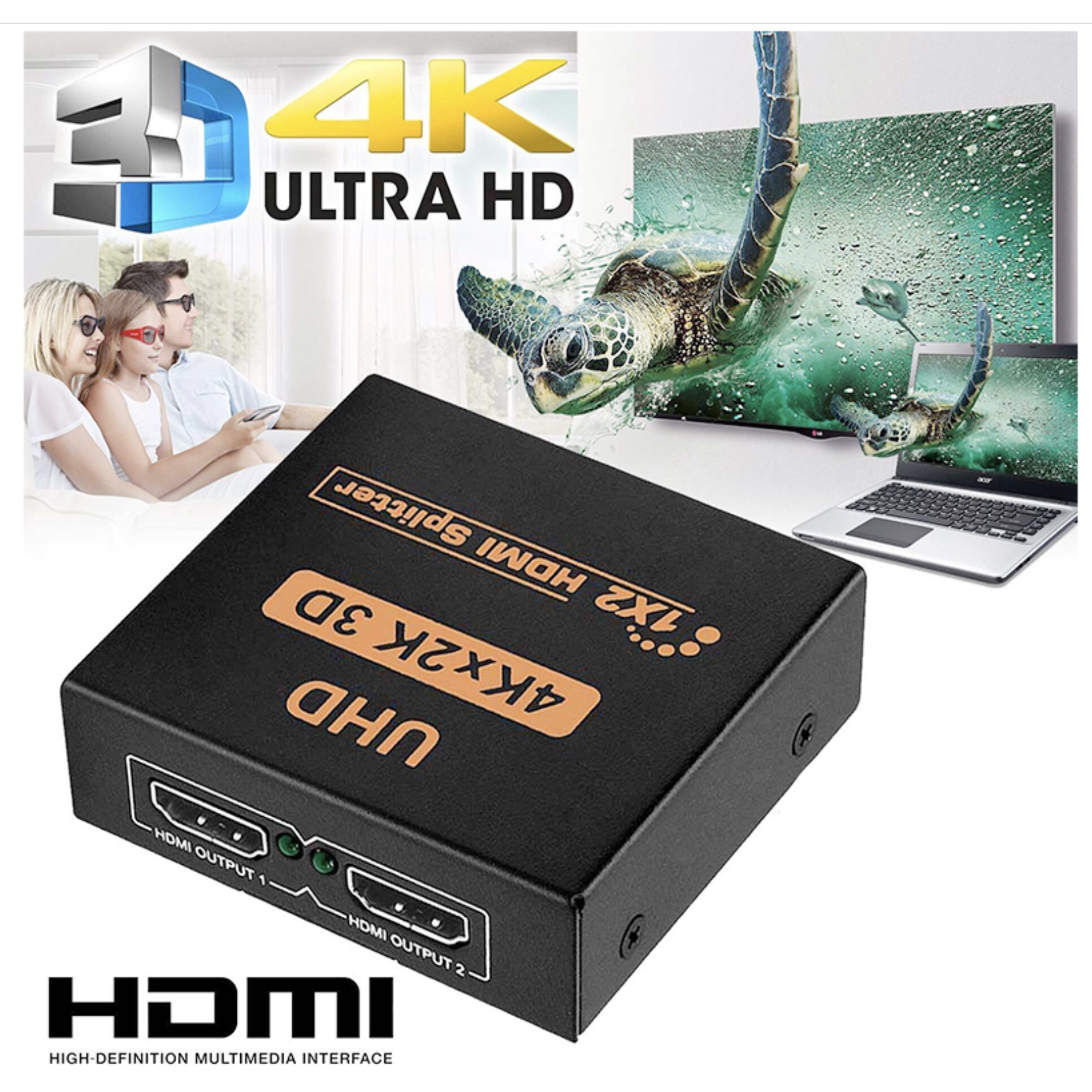 Adaptor digital multiport 4k HDMI 1input x 2 output, compatibil cu ...