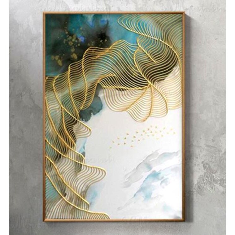 Raze de soare Peisaj abstract pictat manual ulei pe panza, 130x80cm ...