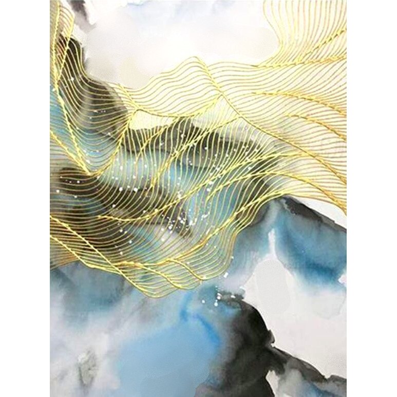 Raze de soare Peisaj abstract pictat manual ulei pe panza, 130x80cm ...