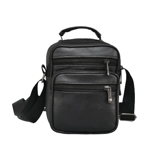 Geanta barbati, Piele naturala, 14x19x8cm, Negru - eMAG.ro
